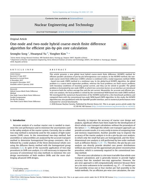 Pdf One Node And Two Node Hybrid Cmfd Algorithm For Efficient Pin By