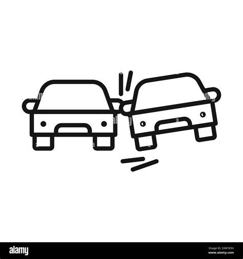 Car Side Crash Icon Black Line Art Vector In Black And White Outline Set Collection Sign Stock