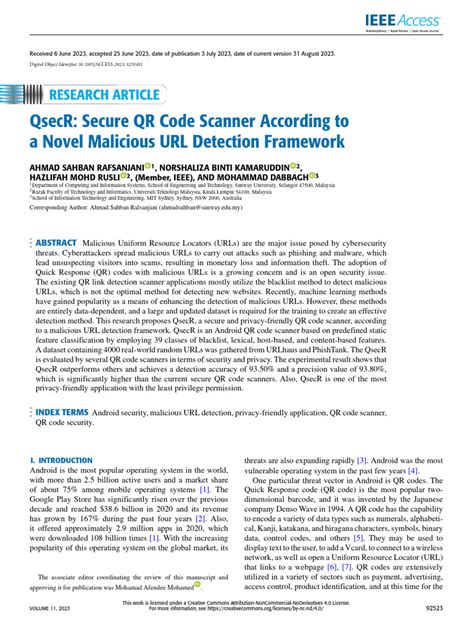 Qsecr Secure Qr Code Scanner According To A Novel Malicious Url