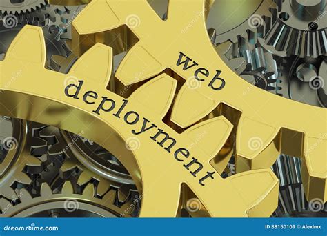 Web Deployment Concept On The Gearwheels D Rendering Stock Illustration Illustration Of