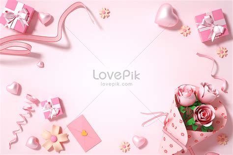 핑크 꽃 선물 상자 배경 배경 사진 및 창의적인 일러스트 무료 다운로드 Lovepik