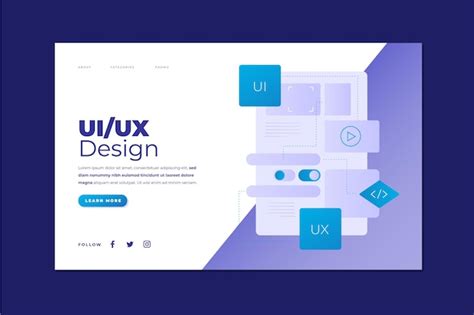 Шаблон целевой страницы градиентного Ui Ux Бесплатно векторы