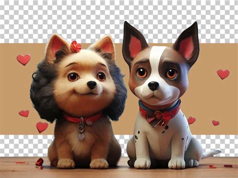 Premium Psd 3d Dog Couple