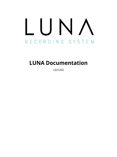 Luna Documentation V221202 Pdf Computer Engineering Computer Science