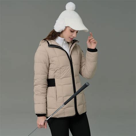 포스티 클리브랜드골프 헝가리구스 사각퀼팅 허리밴딩 여성 후디 롱자켓바람막이골프웨어cgkwjk1742be