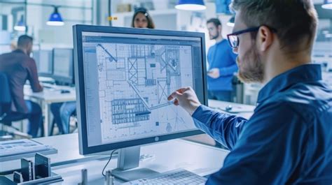 Professional Architect Designer Structural Engineer Team Colleagues Working Office Looking