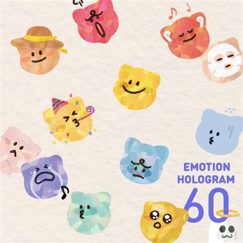 귀염뽀짝 표정 감정팩 60 홀로그램 위버딩