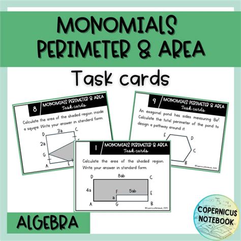Monomials And Polynomials Perimeter And Area Bundle By Copernicusnotebook