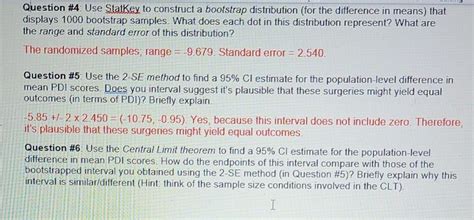 Question 4 Use Statkey To Construct A Bootstrap