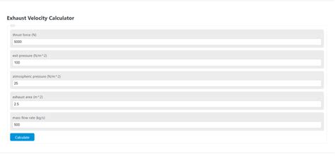 Exhaust Velocity Calculator Calculator Academy