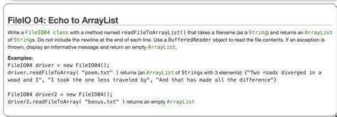 Solved Filelo 04 Echo To Arraylist Write A File1004 Class