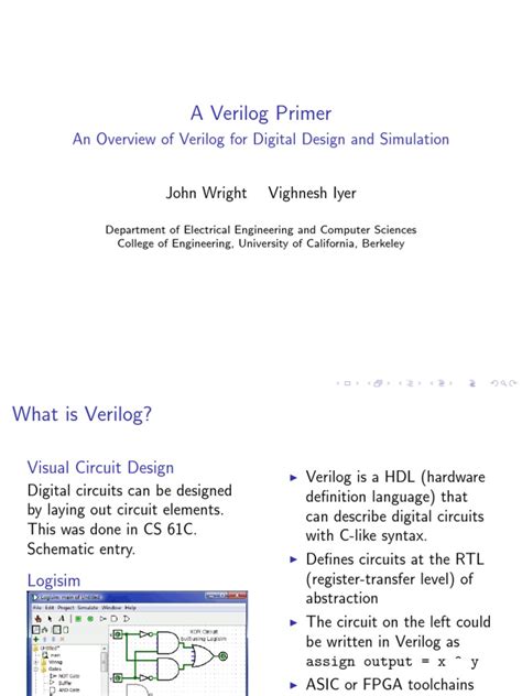 Verilog Primer Slides Pdf Field Programmable Gate Array