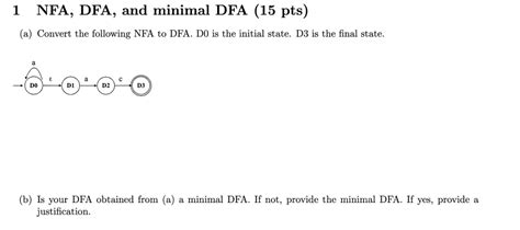 Solved NFA DFA And Minimal DFA Pts A Convert The Chegg Com