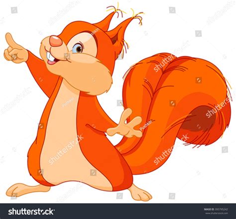 Illustration Cute Squirrel Pointing Stock Vector Royalty Free