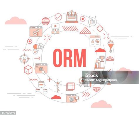 Orm 온라인 평판 관리 개념 아이콘 세트 템플릿 배너 및 원형 원형 모양 개념에 대한 스톡 벡터 아트 및 기타 이미지 개념 개념과 주제 개선 Istock