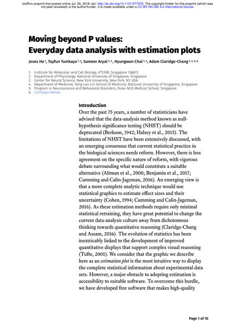 Pdf Moving Beyond P Values Everyday Data Analysis With Estimation Plots