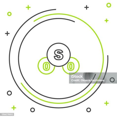 라인 이산화황 So2 가스 분자 아이콘은 흰색 배경에 격리 구조적 화학 적 포뮬러 및 분자 모델 다채로운 개요 개념 벡터 건강관리와 의술에 대한 스톡 벡터 아트 및 기타