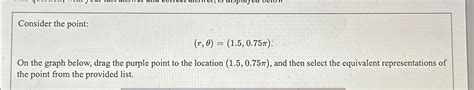 Solved Consider the point r θ 1 5 0 75π On the graph Chegg com