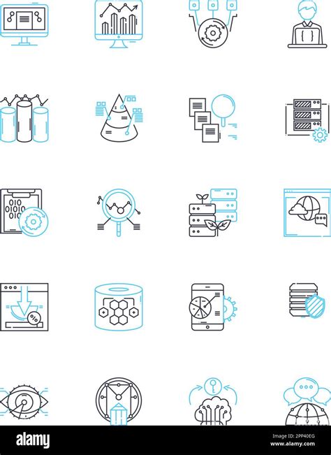 Cybersecurity Linear Icons Set Encryption Firewall Malware Virus Phishing Hacking