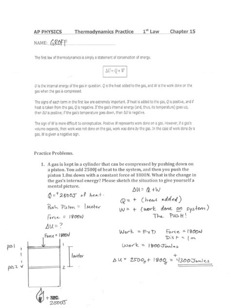 Thermodynamics Prac Problems Key Pdf