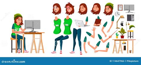 Young Business Woman Character Vector Working Teen Female Girl Clerk