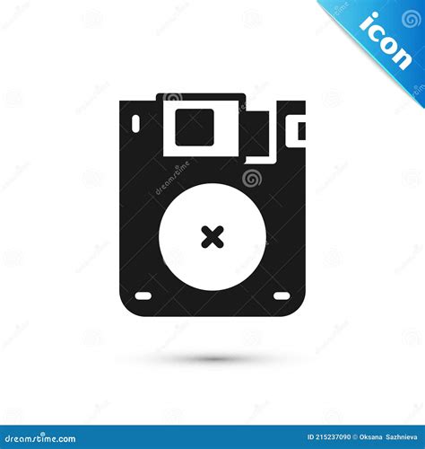 Grey Floppy Disk For Computer Data Storage Icon Isolated On White