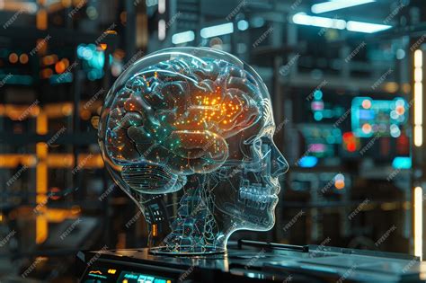 Premium Photo Holographic Ai Brain Projecting Futuristic Algorit