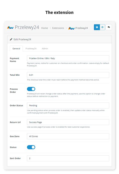 opencart przelewy24 payment method