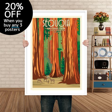 Sequoia Park Poster Sequoia Print Poster Sequoia National Park California Print Sequoia
