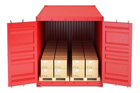 Premium Photo Cargo Shipping Concept Container With Parcels 3d Rendering