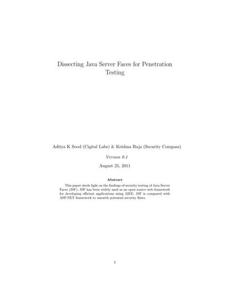 Dissecting Java Server Faces For Penetration Testing Pdf