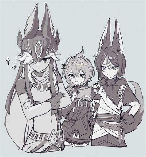 Tighnari Cyno And Collei Genshin Impact Drawn By Coyo Mi Danbooru
