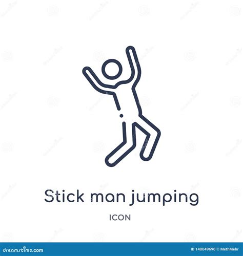 Linear Stick Man Jumping Icon From Behavior Outline Collection Thin Line Stick Man Jumping