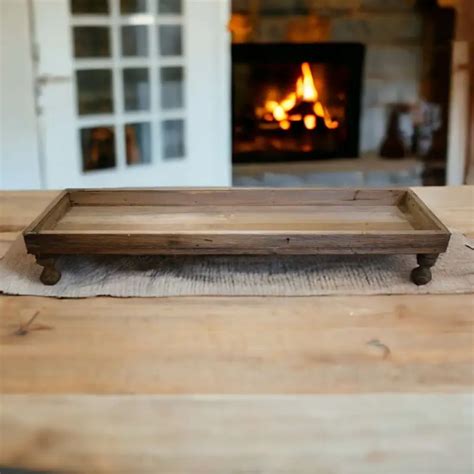 Small Wooden Serving Tray On Turned Legs Americanglasscraft
