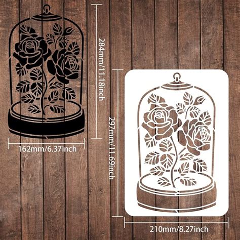 1pc Rose Flower Stencil A4 Nature Plant Stencil 117x83inch Large