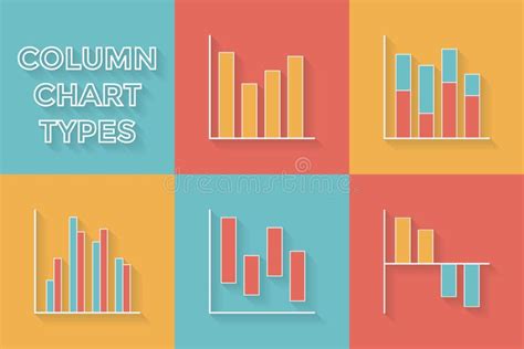 Chart Types Flat Line Icons Linear Graph Column Pie Donut Diagram Financial Report