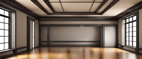 Photorealistic Empty Room Horizontal Anamorphic Display For Background Stock Illustration