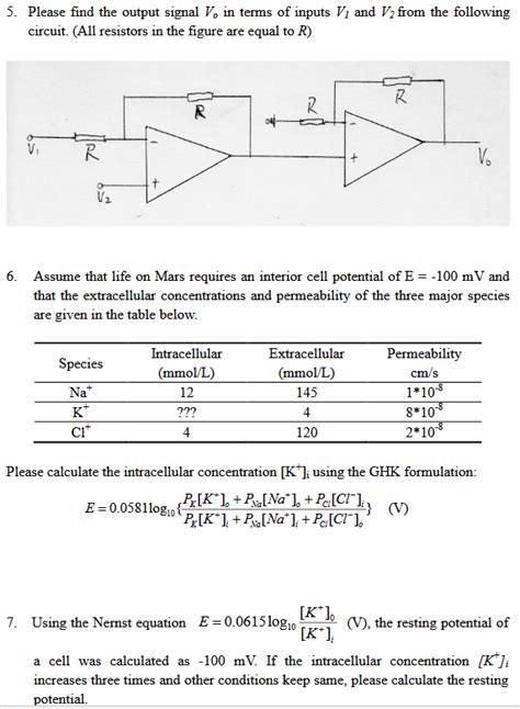Solved 5 Please Find The Output Signal Vo In Terms Of