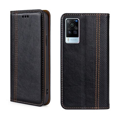 For Vivo X Pro Global X Curved Surface Grid Texture Magnetic Flip Leather Phone Case Black