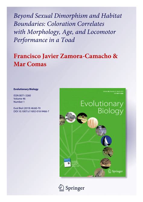 Pdf Beyond Sexual Dimorphism And Habitat Boundaries Coloration Correlates With Morphology