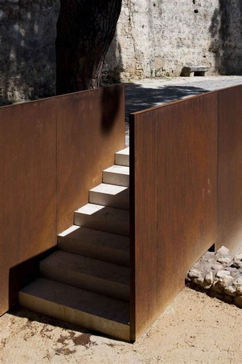 Pin By Axis Mundi On Materials Corten Steel Concrete Stairs Steel