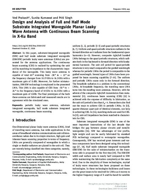 Pdf Design And Analysis Of Full And Half Mode Substrate Integrated