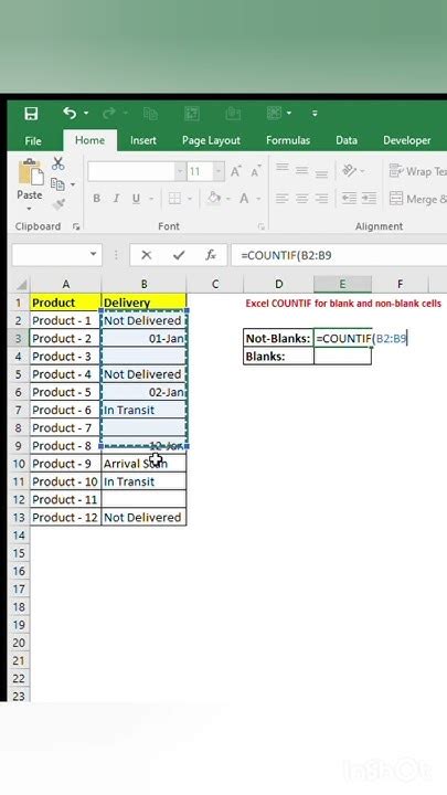 Shorts Countif Formula 👌 Excel Advance Excel Exceltips Excelfunction Exceltricks