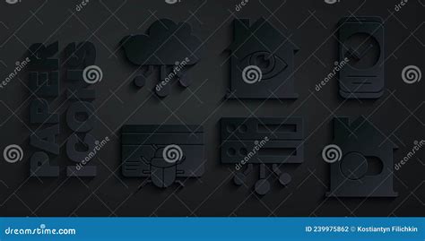 Set Server Data Web Hosting Smartphone System Bug Credit Card Home