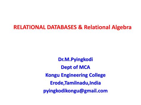 Relational Database And Relational Algebra Pdf