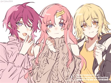 Cagalli Yula Athha Lacus Clyne And Lunamaria Hawke Gundam And 2 More