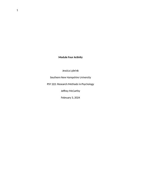 PSY Module Four Activity Module Four Activity Jessica Lybrink Southern New Hampshire