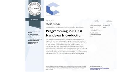 Harsh Kumar On Linkedin Completion Certificate For Programming In C
