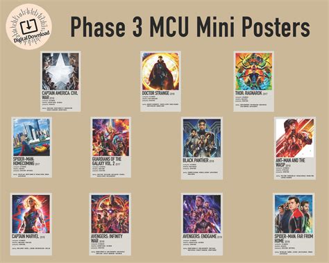 Phase 3 MCU Mini Posters Digital Download Etsy