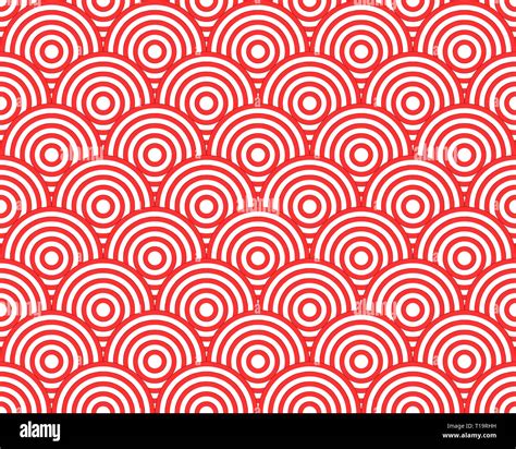 Red And White Concentric Circles Abstract Pattern Seamlessly Repeatable Vector Illustration